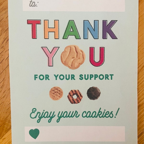 Girl Scout Cookie Thank You Tags Delivery Note Enclosure Daisy Brownie ...
