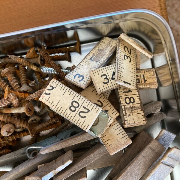 12 Pieces Expandable Folding Ruler Vintage Wooden Expandable Carpenter ...