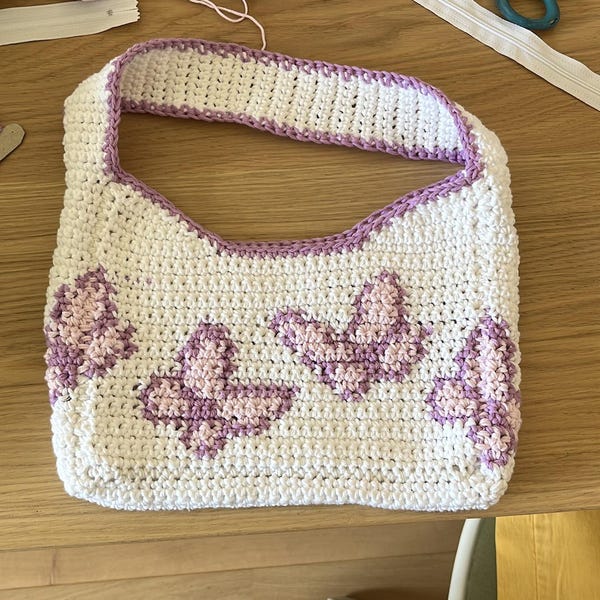 Crochet Bag Pattern - Crochet Purse Pattern - Crochet Butterfly Bag ...