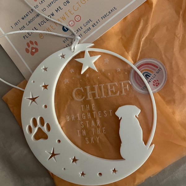 Dog Memorial Ornament, Personalised Dog Keepsake Gift, Dog Sympathy ...