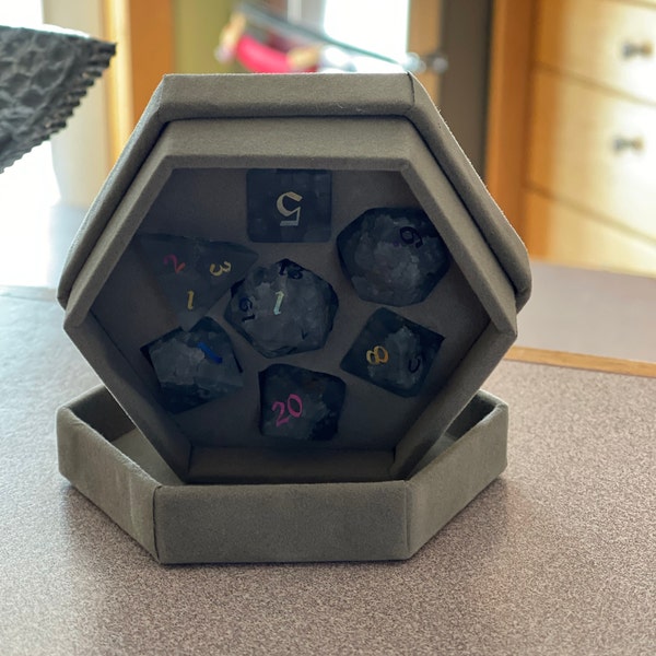 Black Inked Lightning Glass Cracked Glass (and Box) Polyhedral Dice DND ...