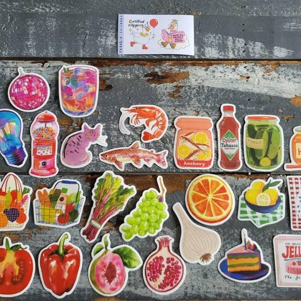 10/25/50 Cute Postage Stamp Stickers, Fake Stamps, Animals Flowers Food ...