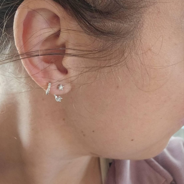 Waterproof-double Helix Hoop Sterling Silver Earring, Helix Piercing ...