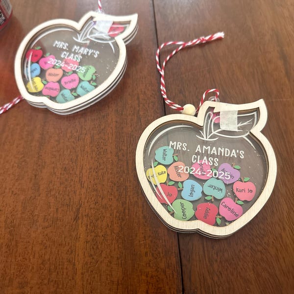 Personalized Teacher Christmas Ornament 2025, 4D Shake Apple Teacher ...