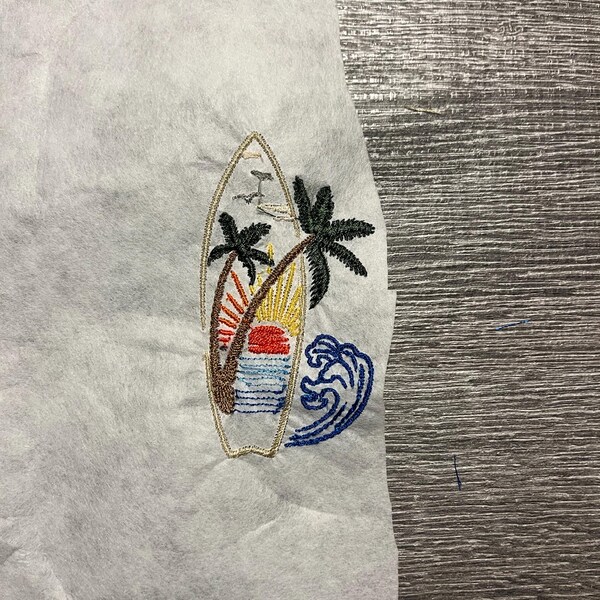 Surfboard Beach Embroidery Design: Summer Elements (digital File, 6 ...