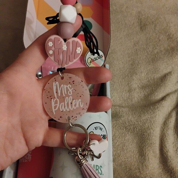 Teacher Subject Lanyard - Personalized Lanyard for ID Badge - Beaded ...