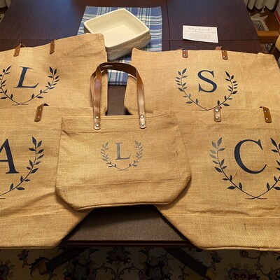 Teacher Appreciation Gift Cursive Letter Personalized Monogram Tote Bag ...