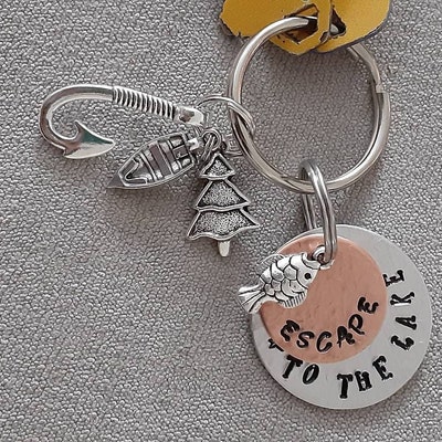 Lake Key Chain Cabin Key Chain Escape to the Lake Hand - Etsy
