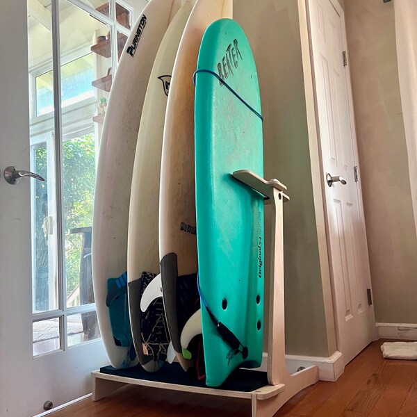 4 Paddleboard Rack and Surfboard Rack - Bamboo/birch - Vertical Indoor ...