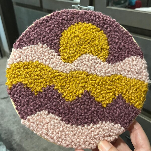 Sun and Moon Punch Embroidery DIY Kit Punch Needle Yarn - Etsy