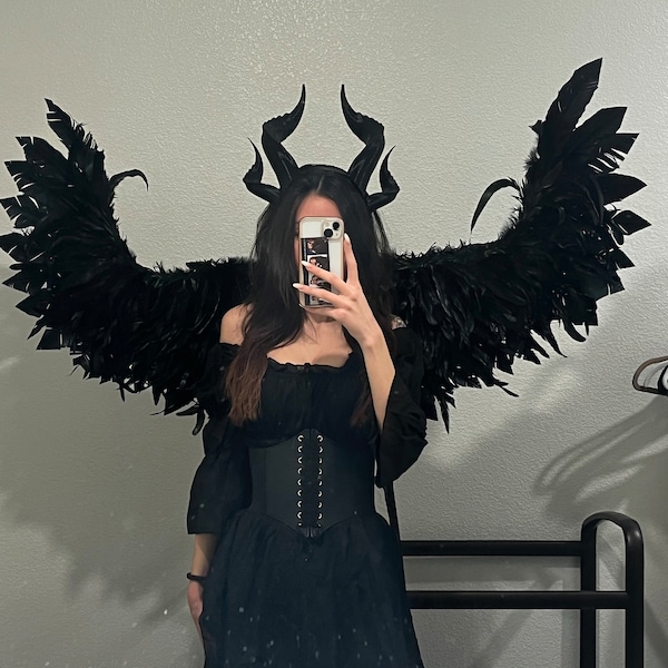 Deluxe Black Phoenix Feather Wings, Extra Large Blackbird Feather Wings ...