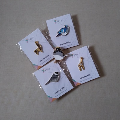 Bluejay Enamel Pin,enamel Pins,blue Jay Pin,bluejay,origami Bird,bird ...