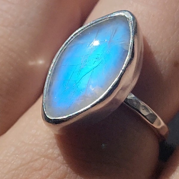 White Moonstone Moon Ring Carved Moon Face Ring Moon Ring White ...