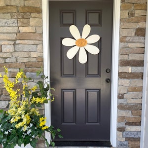 Flower Door Hanger, 21 Inch White Wood Daisy FLOWER Door Sign, Front ...