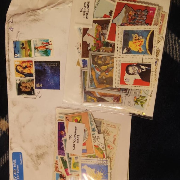 Maps on Postage Stamps 100 to 300 Different USED & off Paper Collecting ...