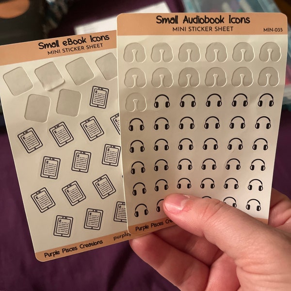 Small Bookish Icons Mini Sticker Sheets | Book Icons, Ebook Icons or ...