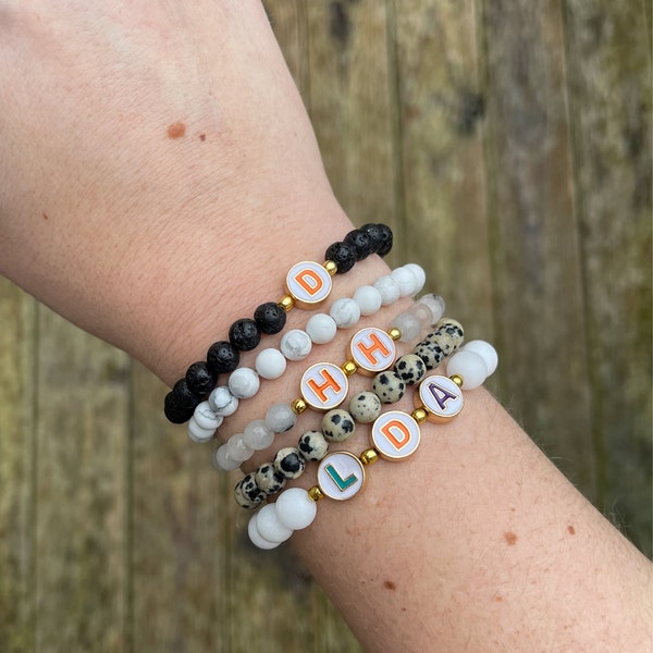 10mm Enamel Initial Alphabet Beads, Add on Letter Beads, Bracelet Beads ...