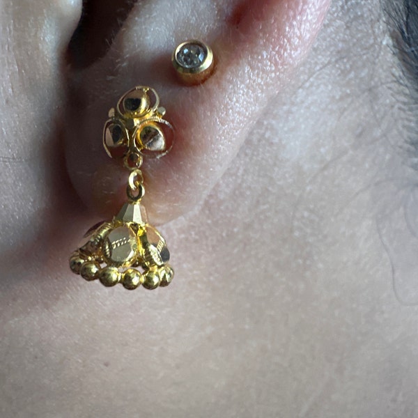 22k Gold Small Size Jimiki Dangling Solid Gold Earrings 916 Gold Jhumki ...