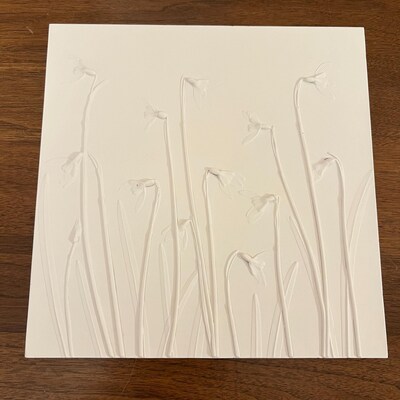 Alliums No.4, Plaster Cast Wall Plaque 20 X 20cm 8 X 8'' Botanical Art ...