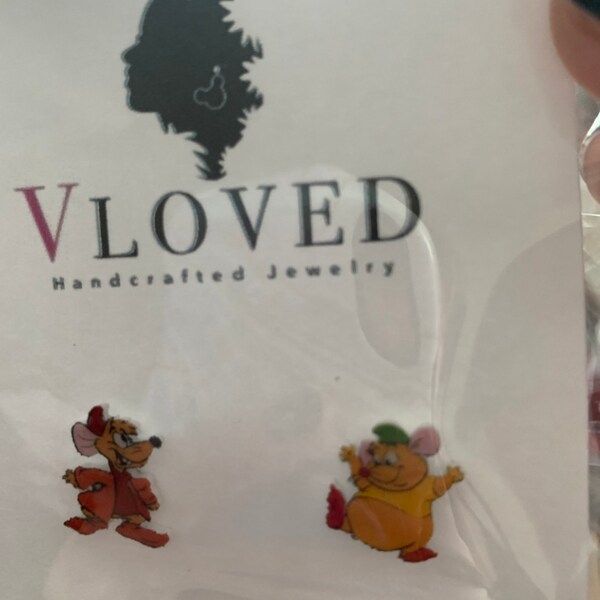 Jaq & Gus Inspired Stud Earrings, Inspired Earrings, Disney Necklace ...