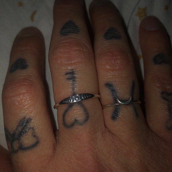 Silver Moon Phase Ring,crescent Moon Ring,moon Cycle Ring,sterling ...