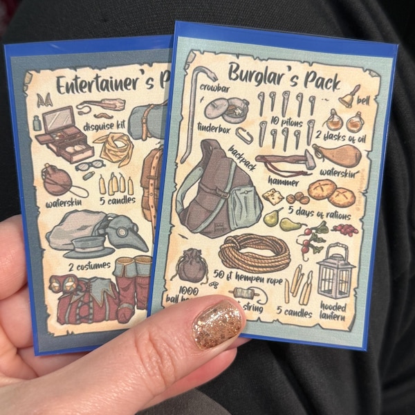 DND Equipment Packs | Complete Set of Visual Aid Reference Cards ...