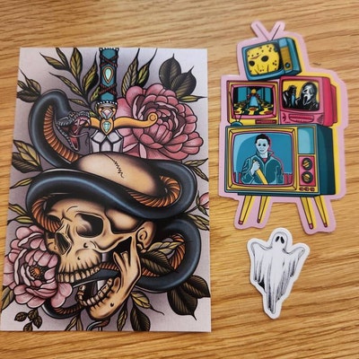 Horror Art Sticker, TV Sticker Decal, Classic Horror Stickers, Pop Art ...