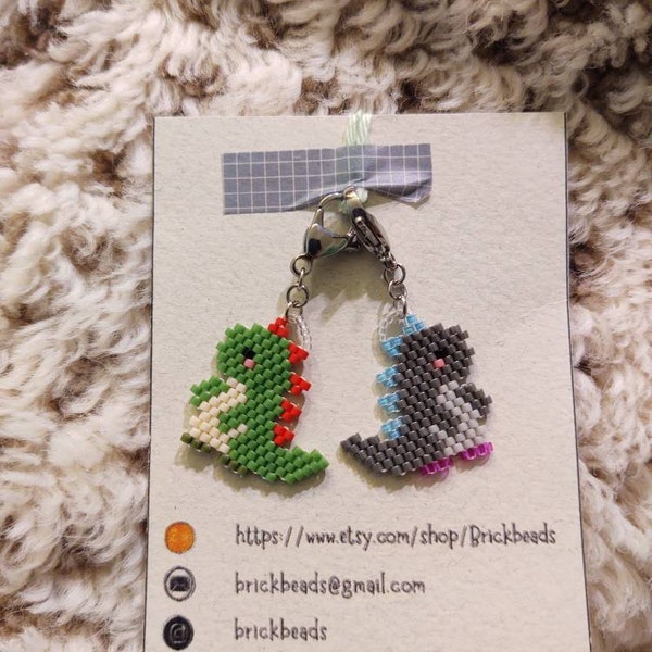 Beaded Godzilla Stitch Marker / Progress Keeper for Knitting Crochet ...