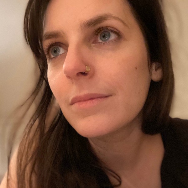 Solid Gold Septum Ring, Dainty Nose Cuff, Gold Septum Piercing, 18g ...