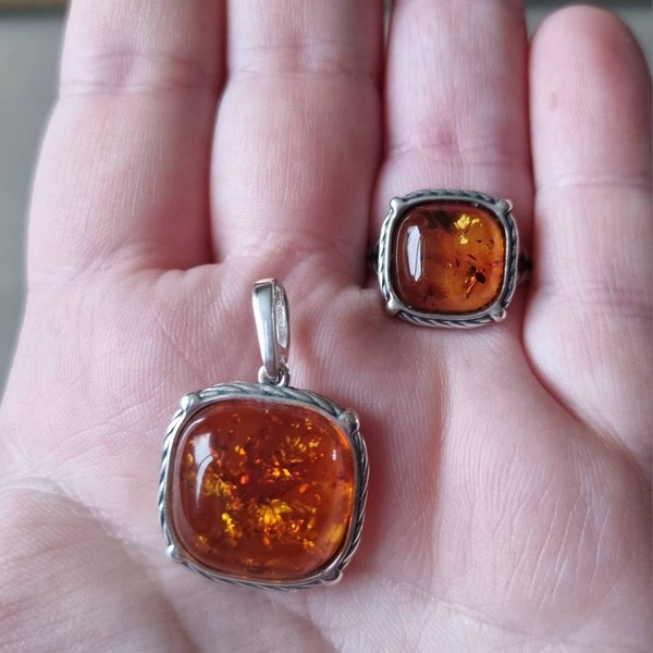 Sterling Silver Baltic Honey Amber Bee Ring, Beautiful Rich Genuine ...