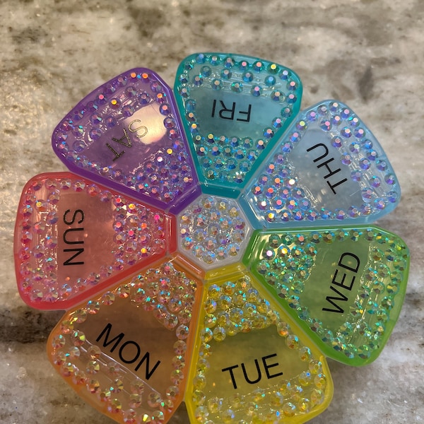 Blinged and Bedazzled Pill Box 7 Day Pill Organizer - Etsy