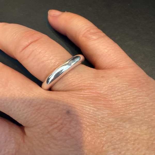 Solid Sterling Silver Ring, Square Ring, Geometric Ring, Chunky Silver Ring, 14mm Wide Band ...