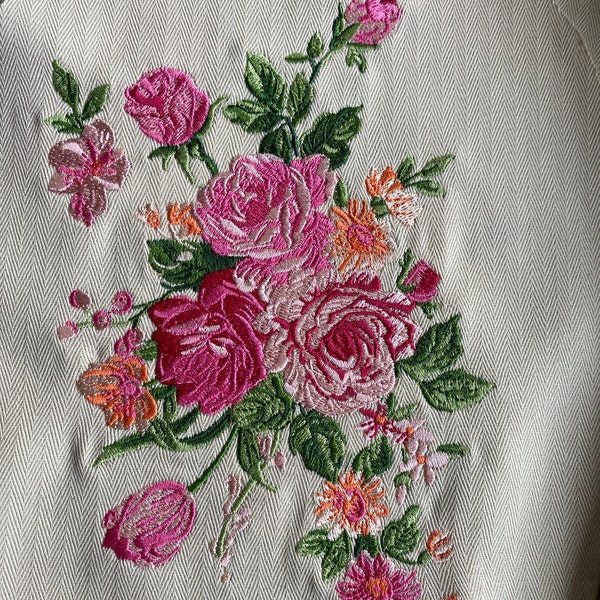 Pink Floral Embroidery - Rose Machine Embroidery File Design - 5x7 Inch ...