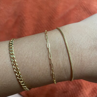 Thin Gold Bracelet, 14kt Gold Filled, Box Chain Bracelet - Etsy
