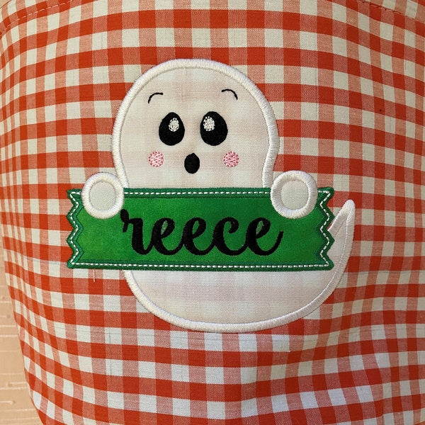 Ghost Applique Design, Name Frame, Name Banner, Halloween Applique ...