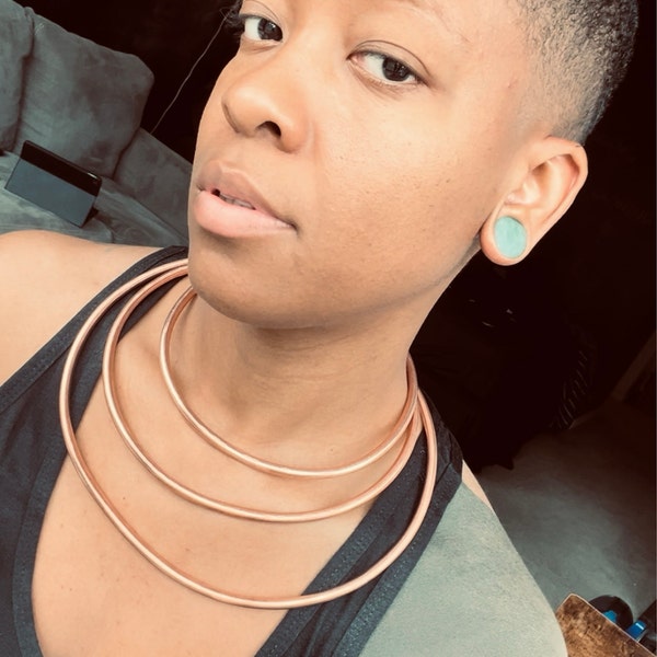 Thick Pure Copper Neck Cuff | Copper Choker Necklace Single and Set of ...