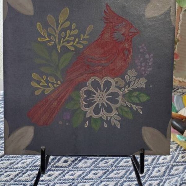 Red Cardinal Bird SVG PNG, Botanical Cardinal Svg, Floral Cardinal Svg ...