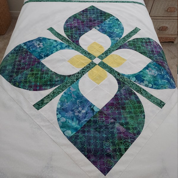 Windswept - Modern Drunkards Path Flower PDF Quilt Pattern. Make a Bold ...