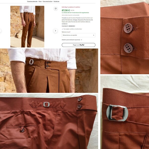 Men Suits Single Breast Wedding Suits for Men Classic Rust Vintage Slim Fit 2 Piece Suits Formal ...