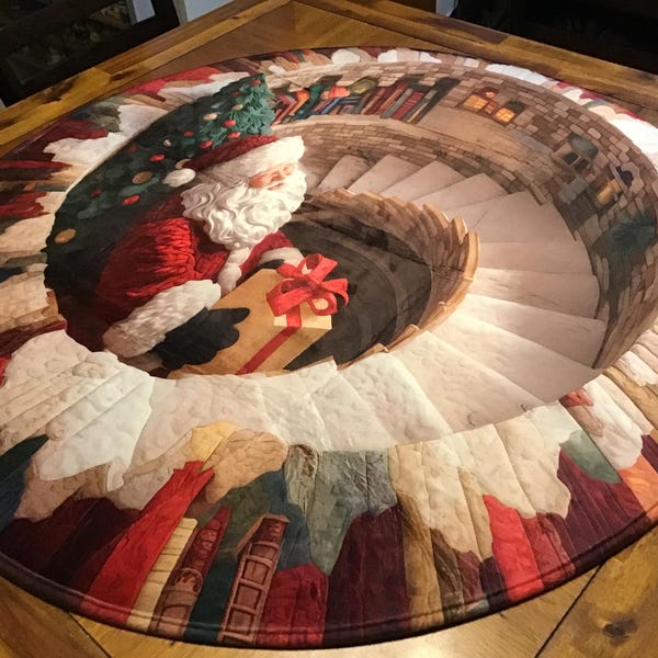 3D Santa Illusion Round Rug – Christmas Holiday Home Decor - Etsy