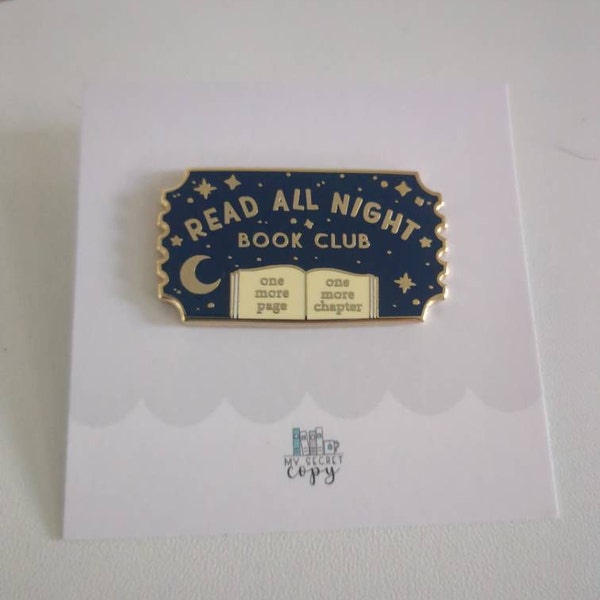 Read All Night Book Club Enamel Pin | Bookworm Enamel Pin | Gifts for ...