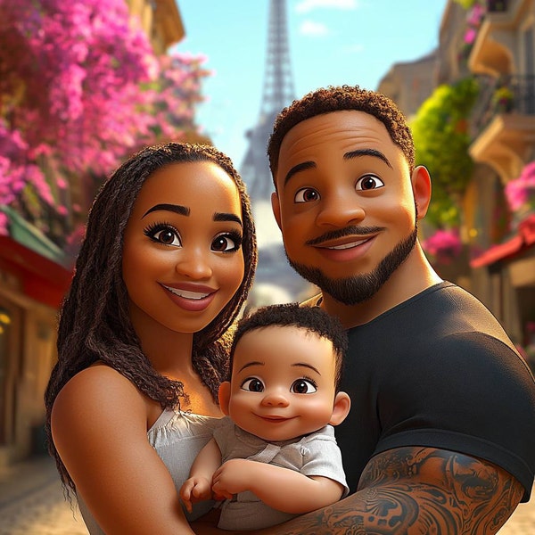 Personalized Wedding Family Portrait/ Custom Cartoon 3d Animation ...