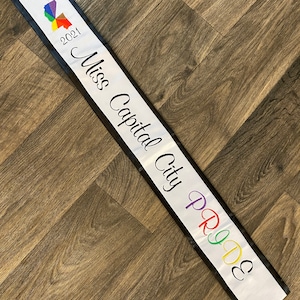 Custom Embroidered Pageant Sash With Cursive Font - Etsy