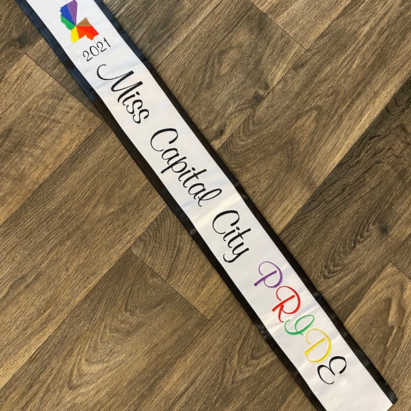 Custom Embroidered Pageant Sash With Cursive Font - Etsy