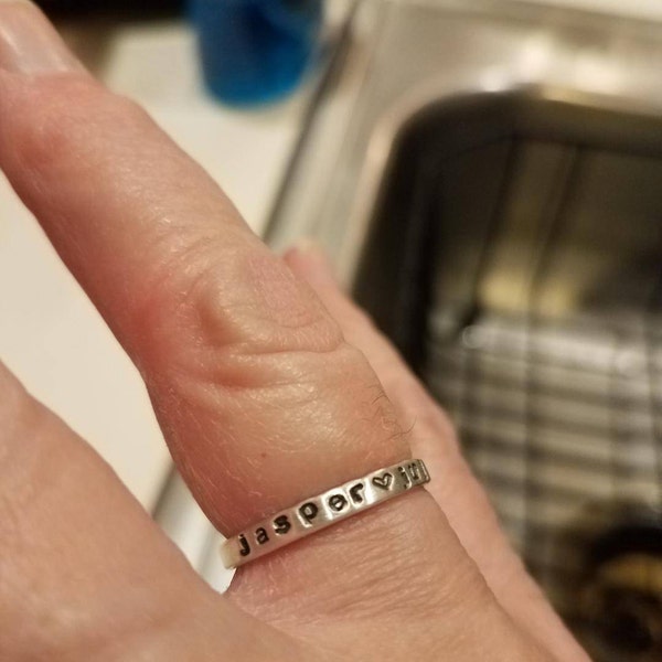 Personalized Stackable Ring Set, Mom Gift, Kids Name Rings ...