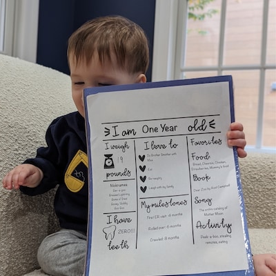 Printable Monthly Milestone Board Any Age Birthday Board Baby Stats ...