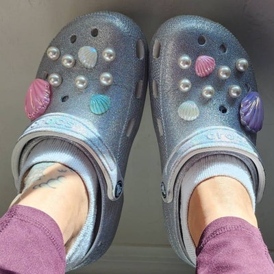 Black Flower Croc Charm. Rhinestone Croc Charms Set of 15 . - Etsy