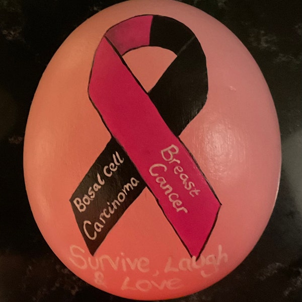 Custom Cancer Awareness Ribbon Painted Rocks, Garden Decor, Home Decor ...