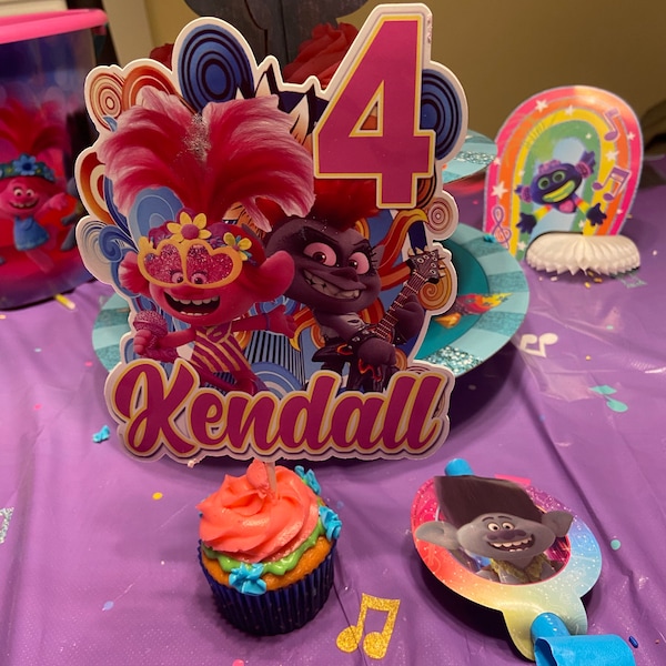 Trolls World Tour Cake Topper, Poppy and Barb Cake Topper, Customized ...