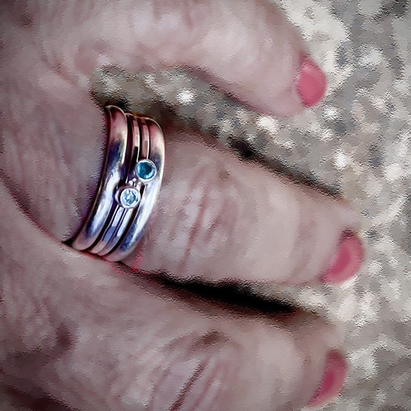 Birthstone Ring, Sterling Silver Birthstone Stacking Ring, Stackable ...